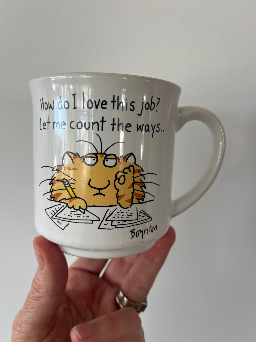 Vintage 1980s Sandra Boynton Cat Mug: "how Do I Love This Job?" - Etsy