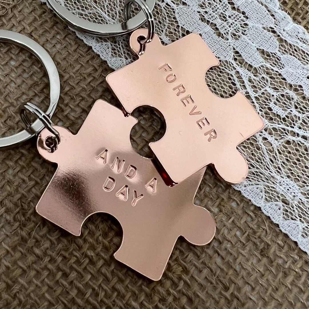 Jigsaw Puzzle Piece Keyring, Personalised, Interlocking, Copper, Brass ...