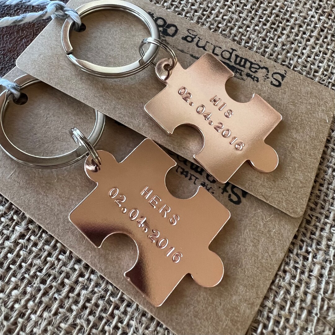 His and Hers Keyring, Gift for Couples, Interlocking Jigsaw Puzzle ...