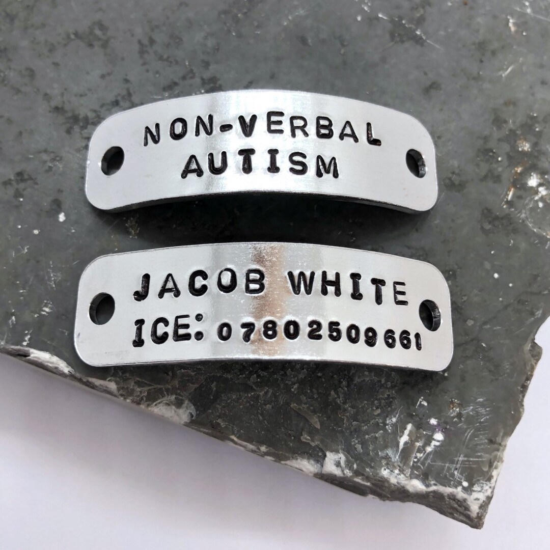 Autism Awareness Trainer Tags, Personalised Shoe Tags, Medical Alert ...
