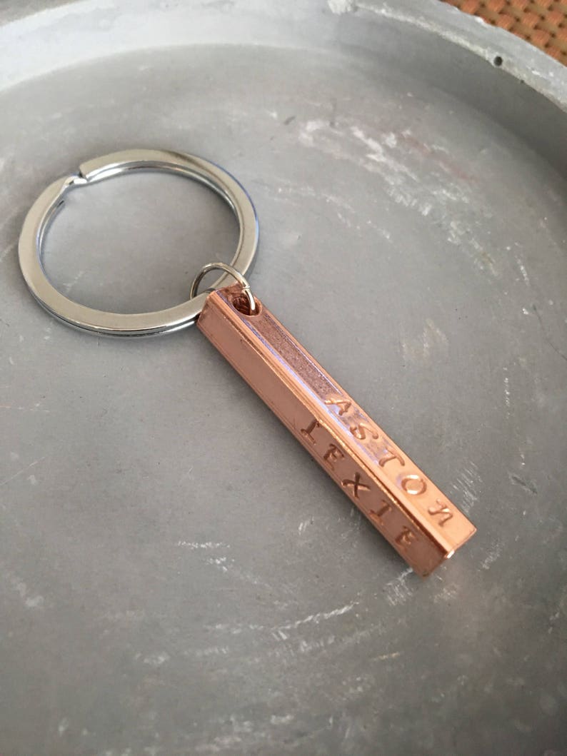 Personalised Name Keyring Solid Copper Customisable Bar - Etsy UK