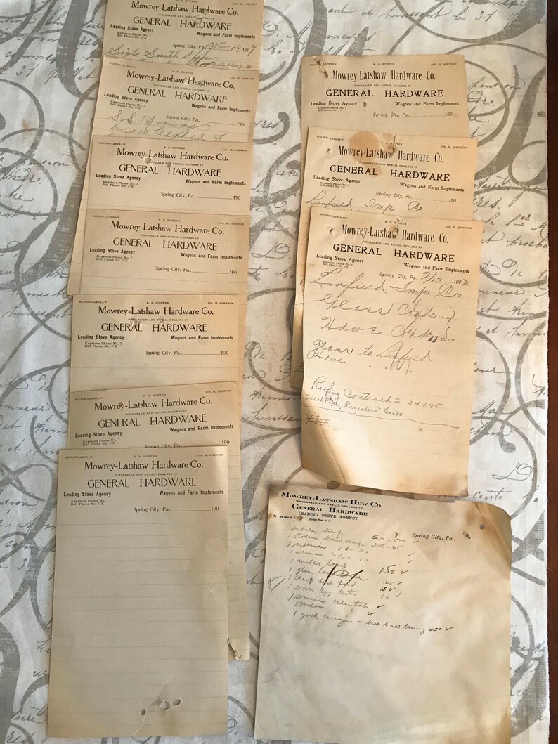 Mowery-latshaw Hardware Company Letterhead Dated 190_ - Etsy
