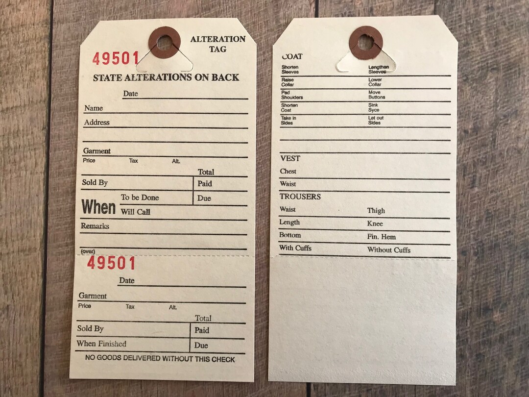 Alterations Tag - Etsy
