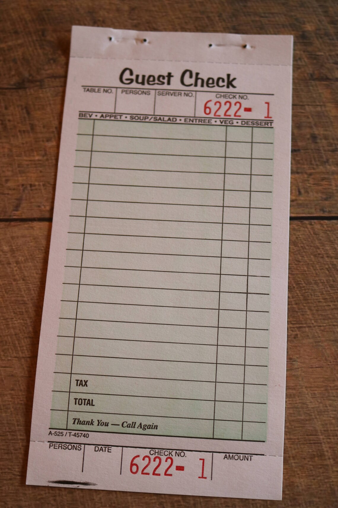 Green Guest Check | Etsy