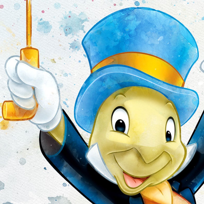 Pinocho Pepe grillo imprimir Disney Pepe grillo pintura | Etsy