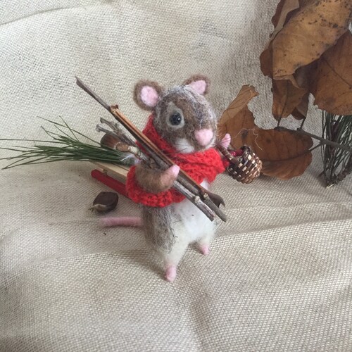 Poppy the Mouse Miniature Needle Felted Mouse in a Rainbow - Etsy
