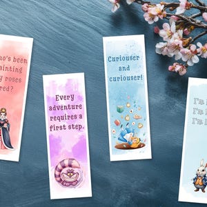 Printable Wonderland Bookmark Set of 4 Library Gift for Book Lover ...