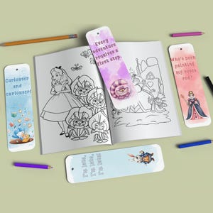 Printable Wonderland Bookmark Set of 4 Library Gift for Book Lover ...