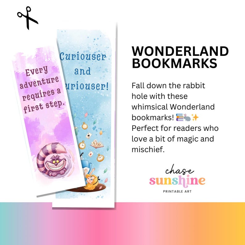 Wonderland Bookmark Set, Bookish Library Gift (digital Download) - Etsy