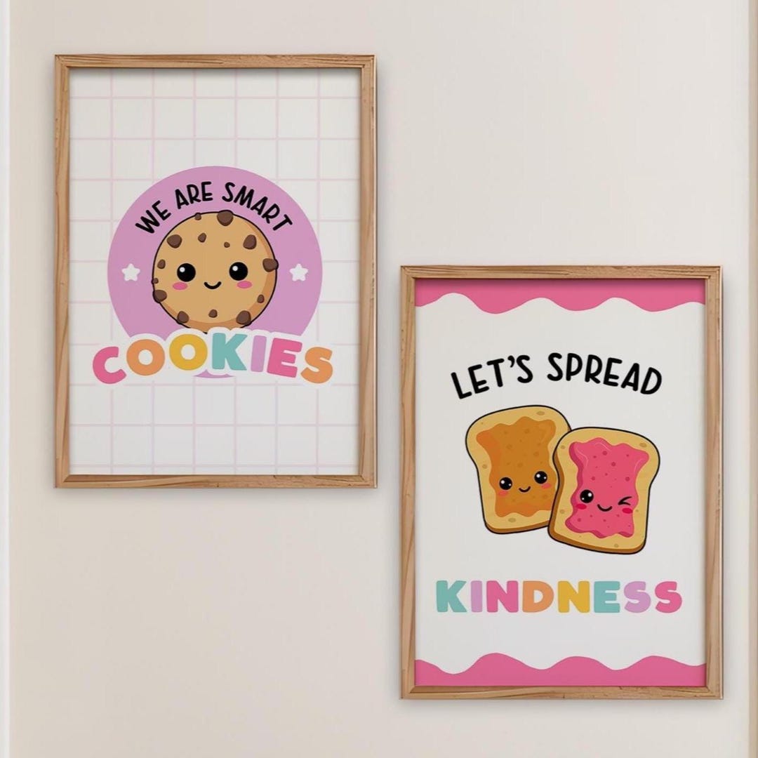 Classroom Posters Set Kindness Smart Cookies Motivational Wall Art Cute ...