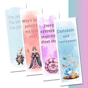 Printable Wonderland Bookmark Set of 4 Library Gift for Book Lover ...