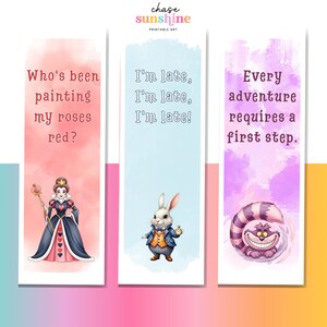 Printable Wonderland Bookmark Set of 4 Library Gift for Book Lover ...