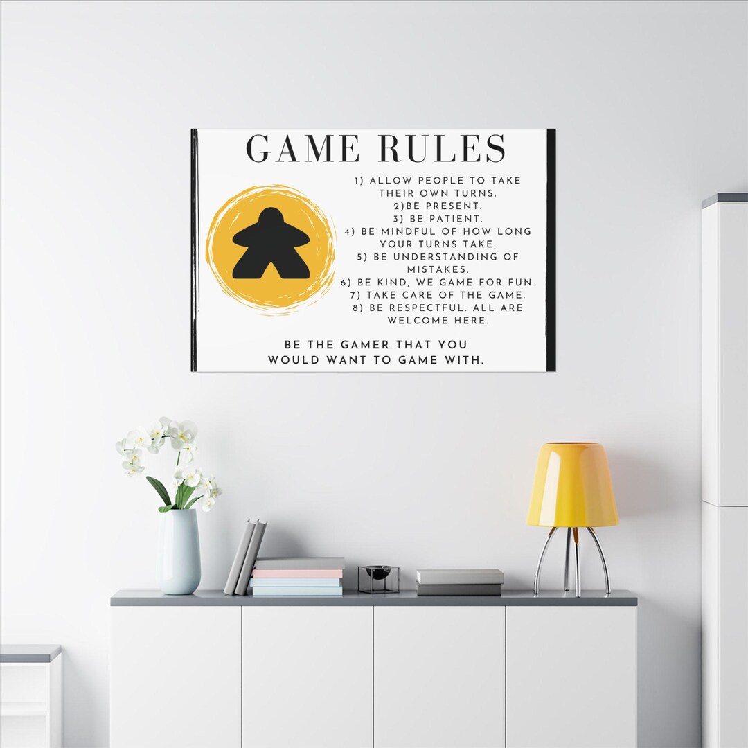 Board Game Room Rules Matte Canvas, Stretched | Gaming Rules Wall Art ...