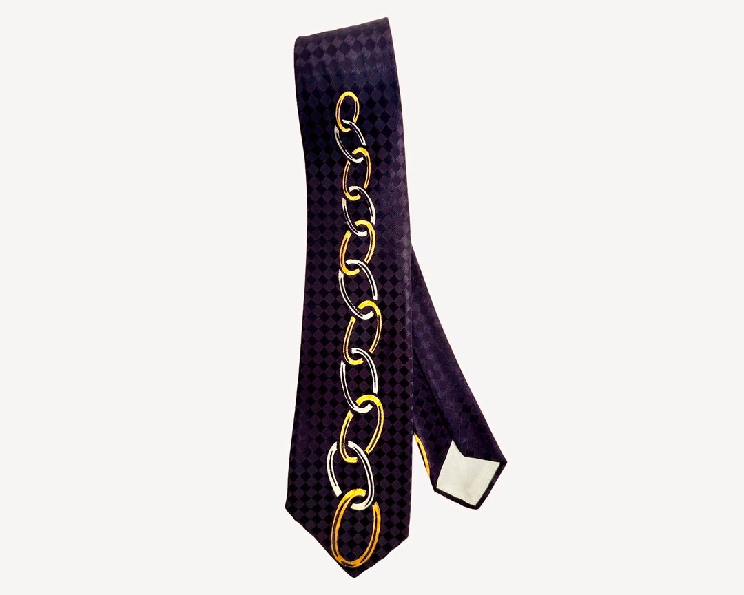 1940s to 50s Ricky Ties Black Rayon Jacquard Chainlink Print Necktie - Etsy