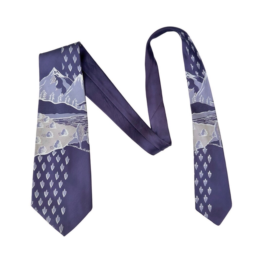 1940s to 50s Navy Blue Mountain Print Necktie Ricky Ties - Etsy