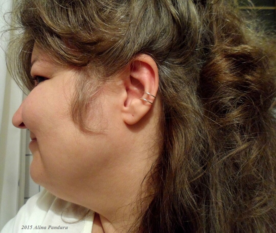 Sterling Silver Ear Cuff Double Band Ear Cuff Simple Ear - Etsy