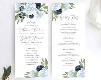 Blue Wedding Program | Etsy