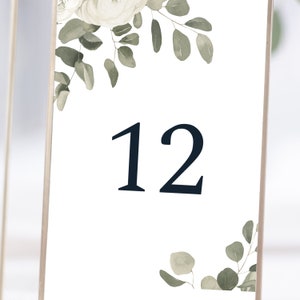 Minimal Eucalyptus Wedding Table Number Template, 4x6, Instant Download ...