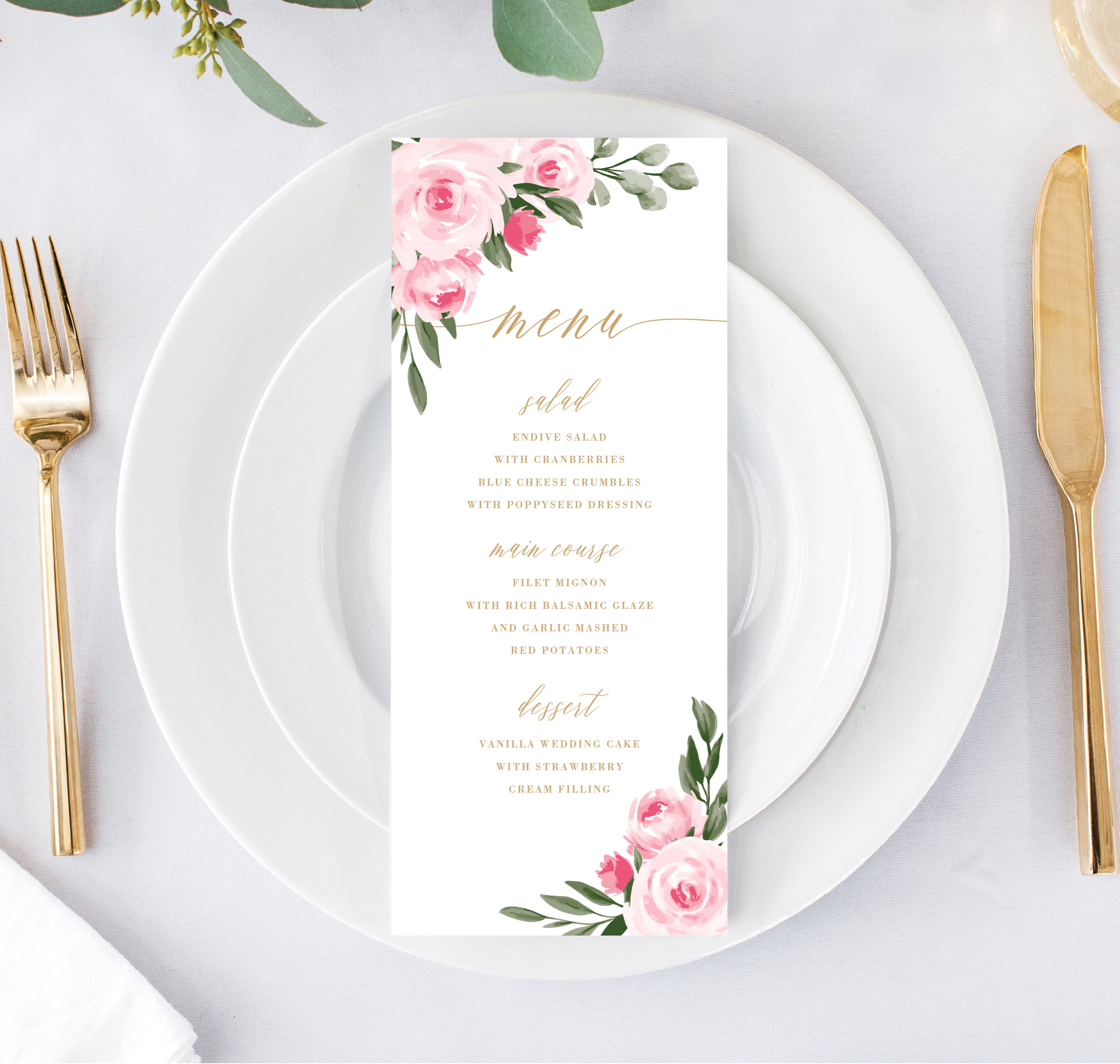 Wedding Program Menu Place Cards Table Numbers Template | Etsy