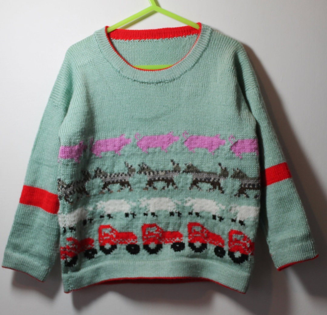 Farm Yard Animals Jumper for a 3-4 Year Old. Sheep, Pigs, Sheep Dog and ...