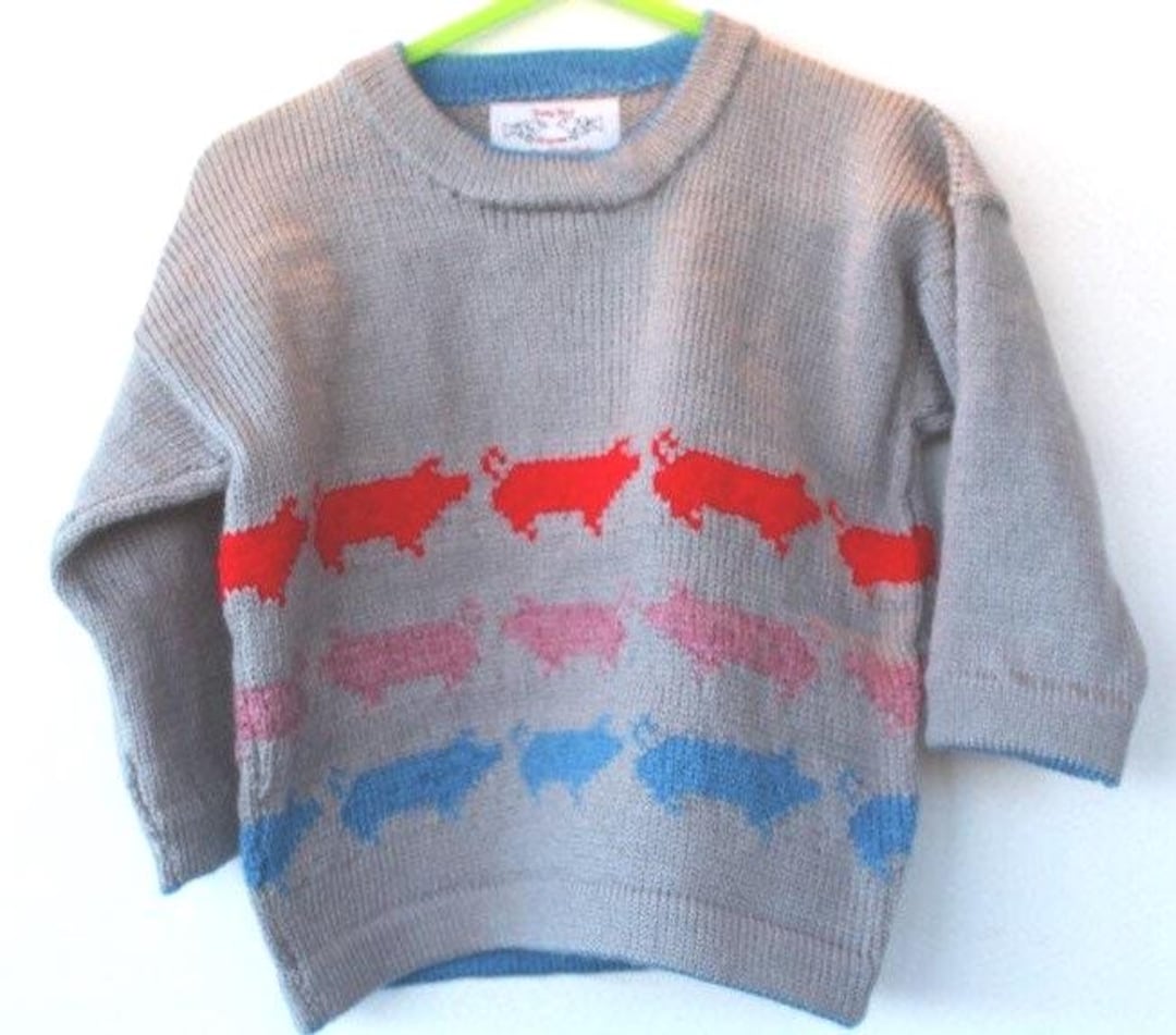 Three Litte Pigs. Children's Farmyard, Pigs Jumper, Size 1-2 Year Old ...
