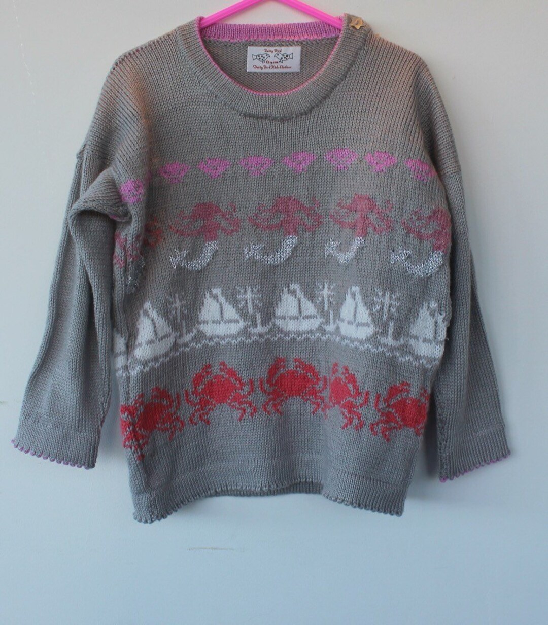 The Little Mermaid . Knitted Girls Sweater/ Jumper With Sparkly Pink ...