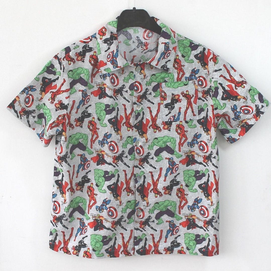 Marvel Superhero Button Down , Shirt for a 9-10, 7-8 Yr and a 6 Year ...