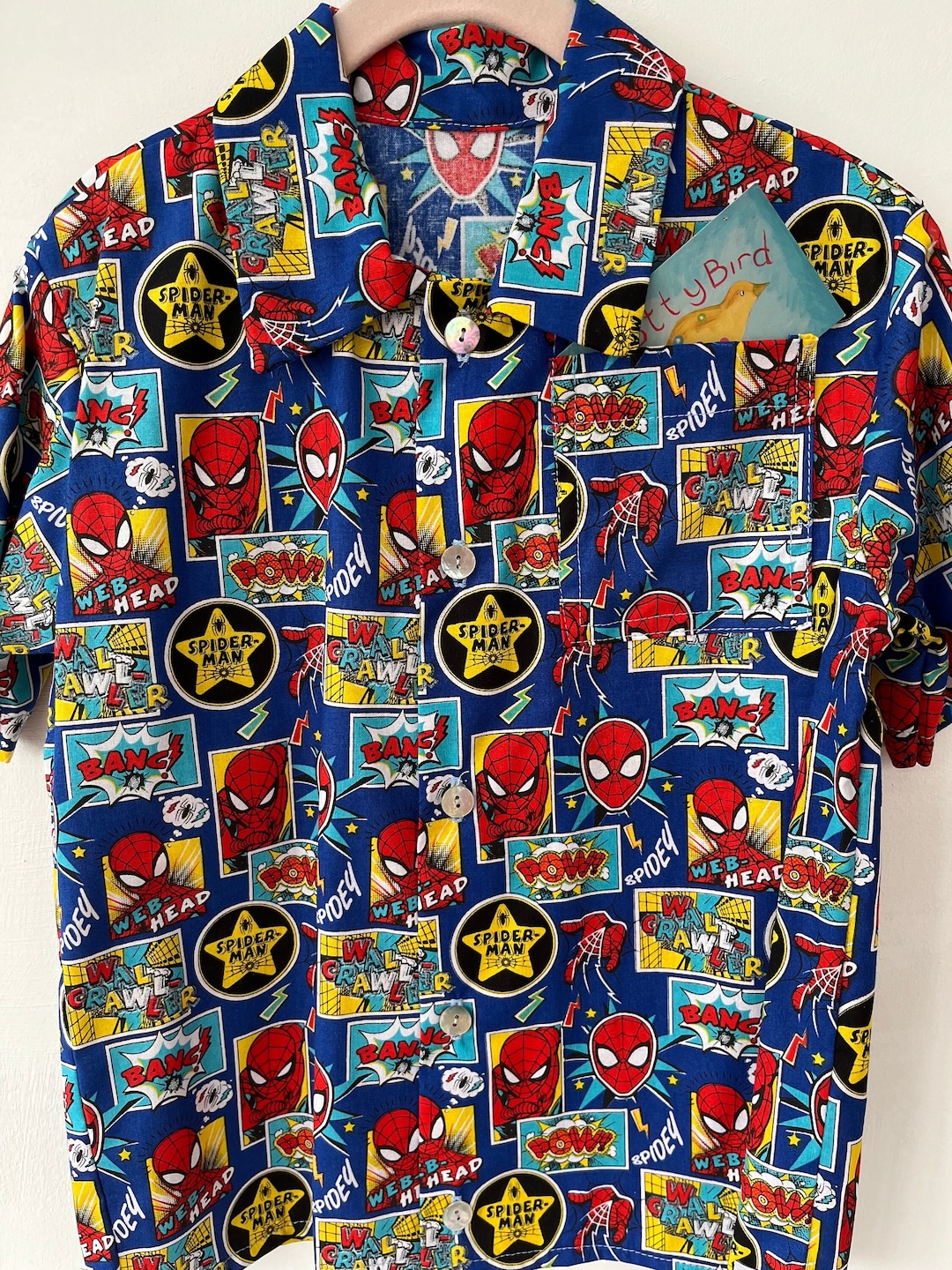 Superhero Button Down Shirt for a 5-6 , Spiderman, Gift Idea, Short ...