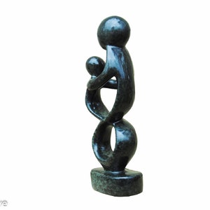 Mother Child Sculpture Stone and Carved Art Statue Abstract Hand Signed ...