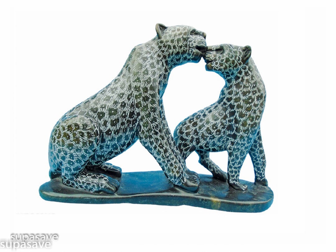 LEOPARD Stone Sculpture Figurine Hand Carved Animal African Art ...