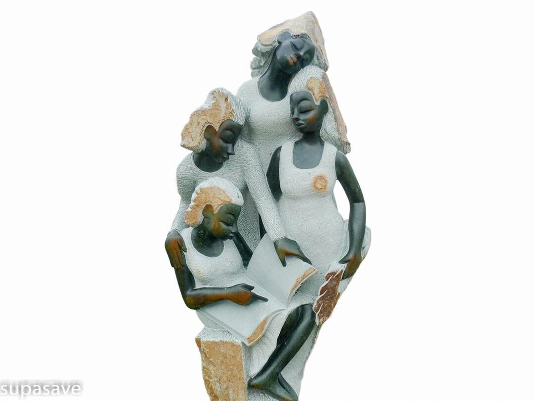 Handcrafted African Stone Sculpture 'knowledge Seekers' by Chinofura ...