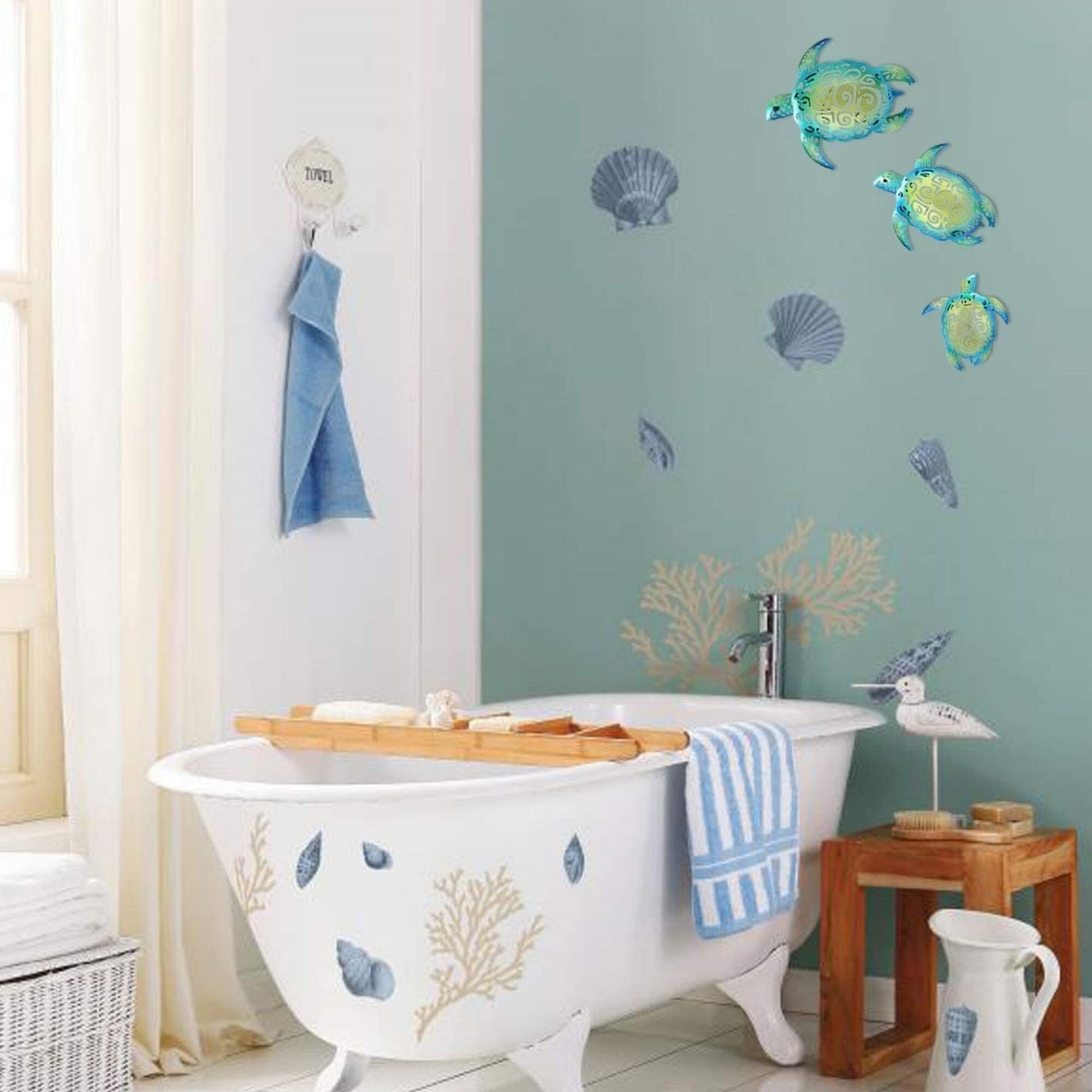 Wall Sea Set Decor Art Turtle Metal Beach Theme Decorations - Etsy