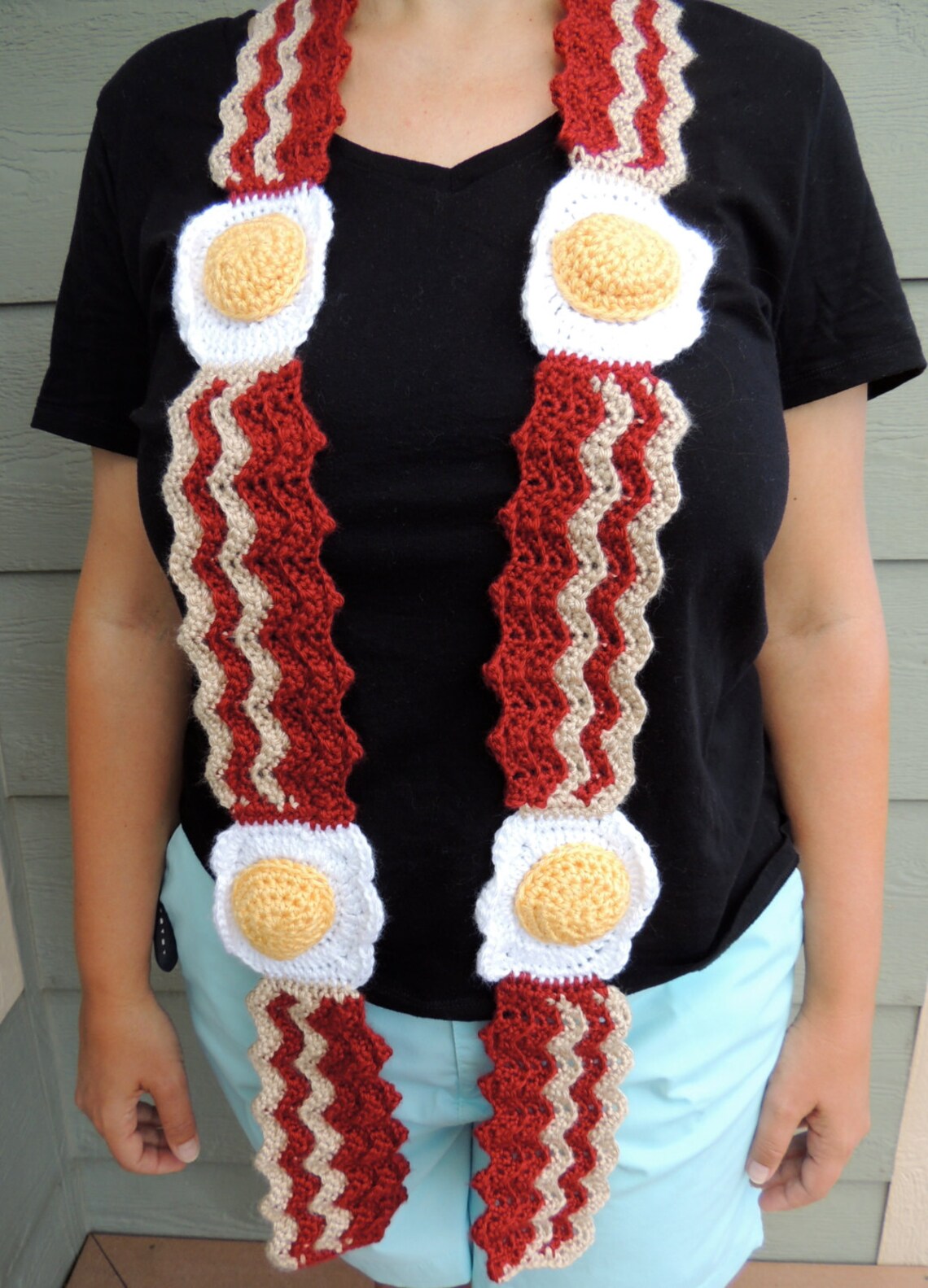 Bacon and Eggs Crochet Scarf - Foodie Novelty Scarf - Etsy