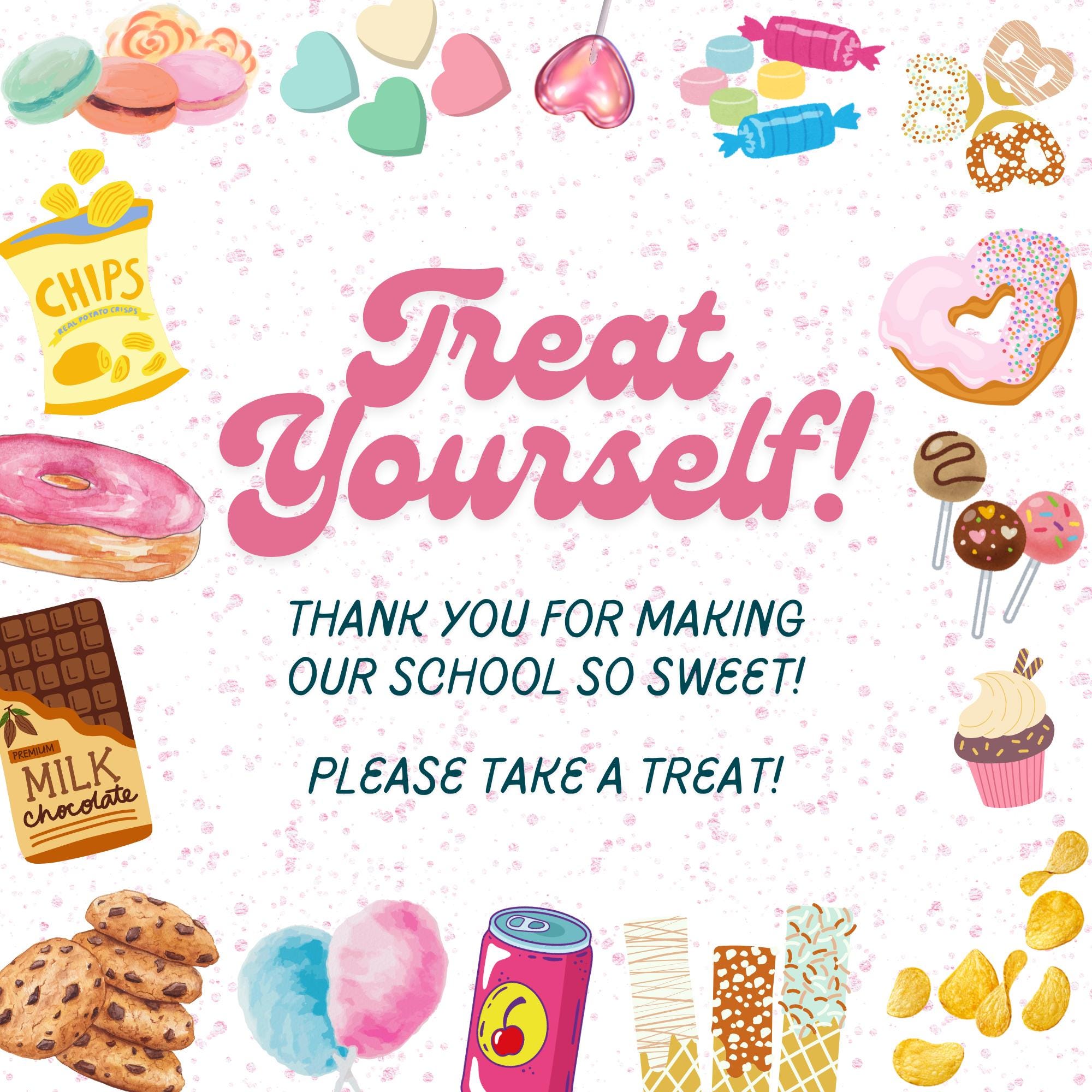 Treat Yourself Sign, INSTANT DOWNLOAD, Candy Sign/treat Sign for ...