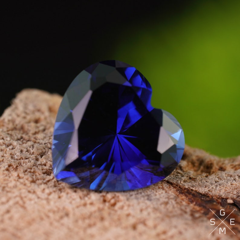 Heart Shaped Blue Sapphire, Genuine Lab Created Loose Gemstone, Heart ...