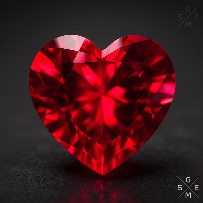 Heart Shape Ruby Loose Raspberry Red Gemstone for Jewelry Making ...
