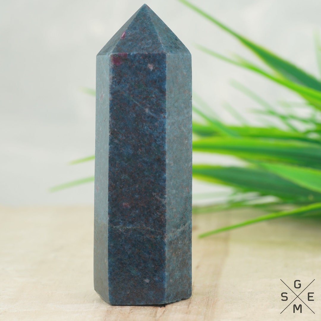 Ruby in Kyanite 171g. Natural Blue Green Red RARE Crystal Point Stone ...