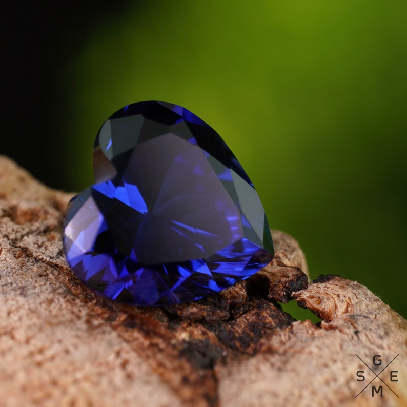 Heart Shaped Blue Sapphire, Genuine Lab Created Loose Gemstone, Heart ...