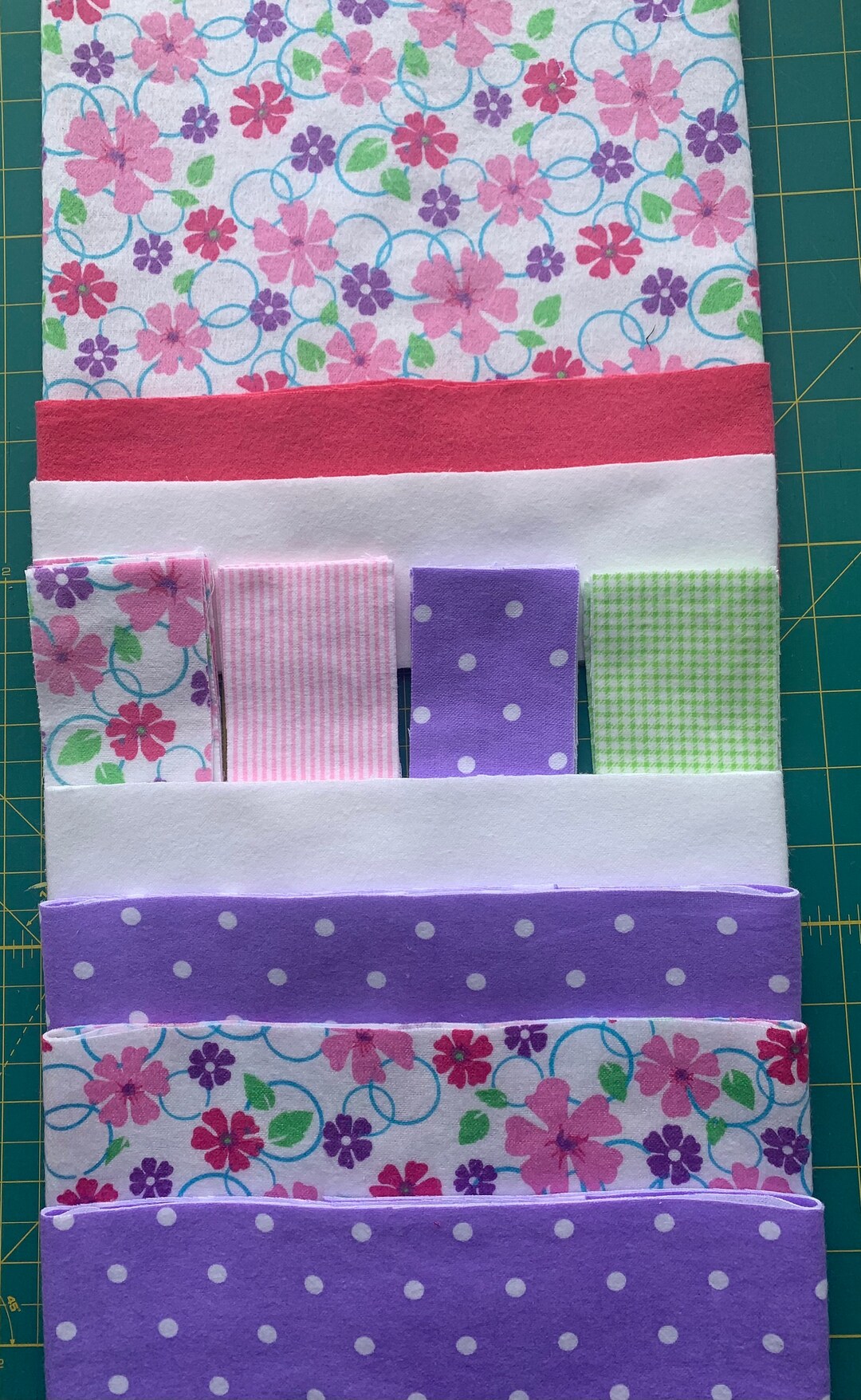 Baby Girl Precut Flannel Quilt Top Kit, Pink and Purple Flowers ...