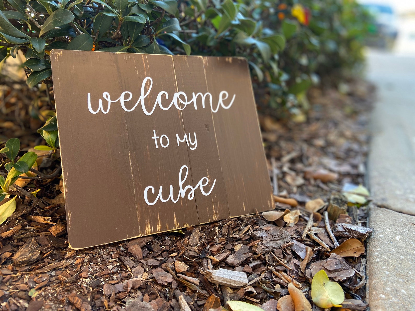 Welcome to my Cube Office Sign Distressed Wooden Sign | Etsy