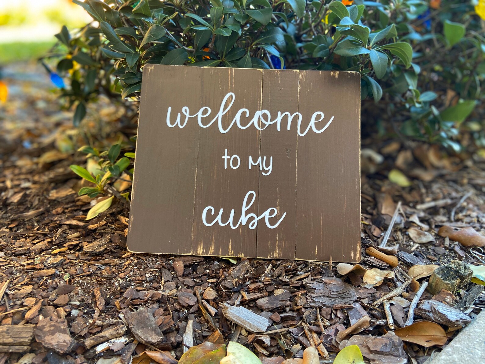 Welcome to my Cube Office Sign Distressed Wooden Sign | Etsy