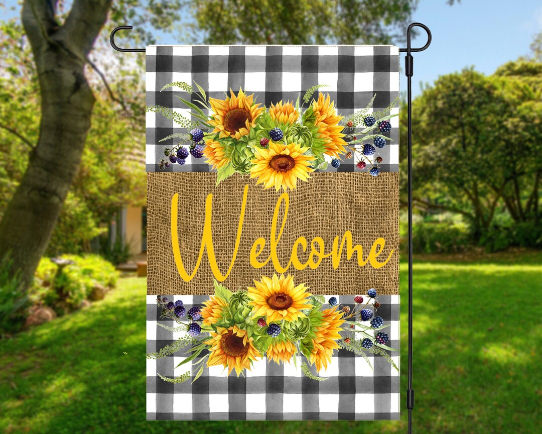 Sunflower Garden Flag, Welcome Summer Garden Flag, Garden Decor, Door ...
