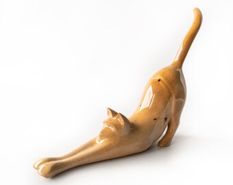 Wooden Cat Statue Wooden Cat Figurine Wood Carving Hand | Etsy