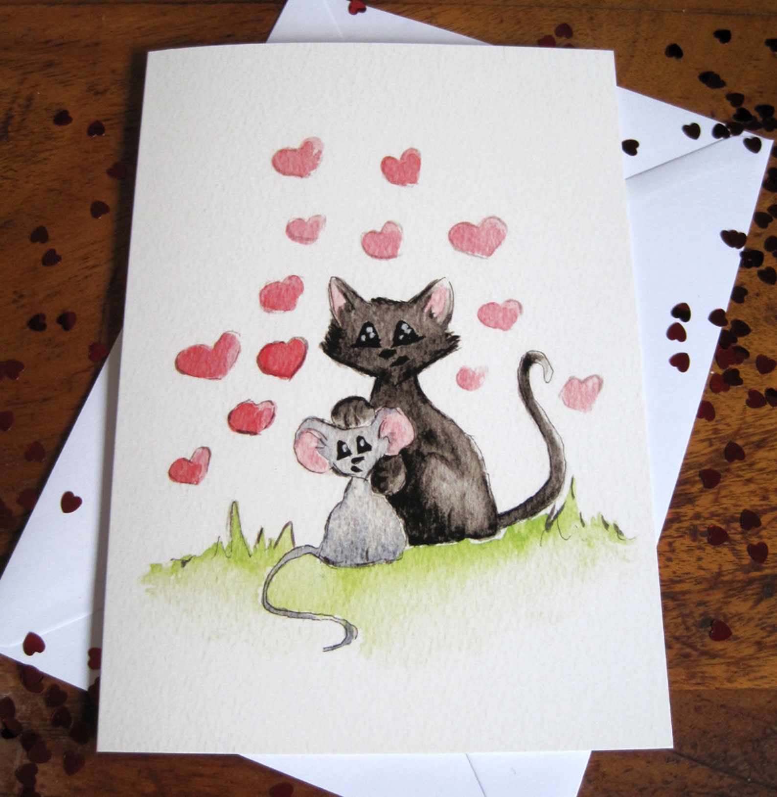 Cat and Mouse Card, Mothers Day Card, Greetings Card, Birthday Card ...