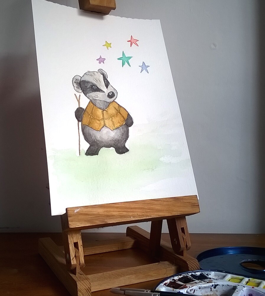 Whimsical Badger Painting, Original Watercolour Painting, Cute Badger ...