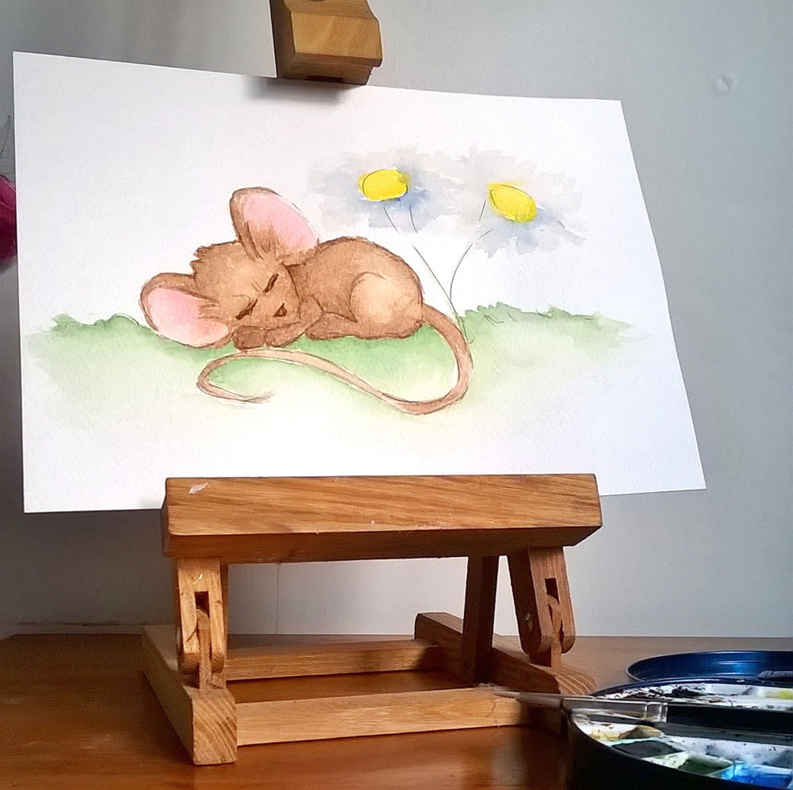 Cute Mouse Original Watercolour Painting, Nursery Room Art, Woodland ...