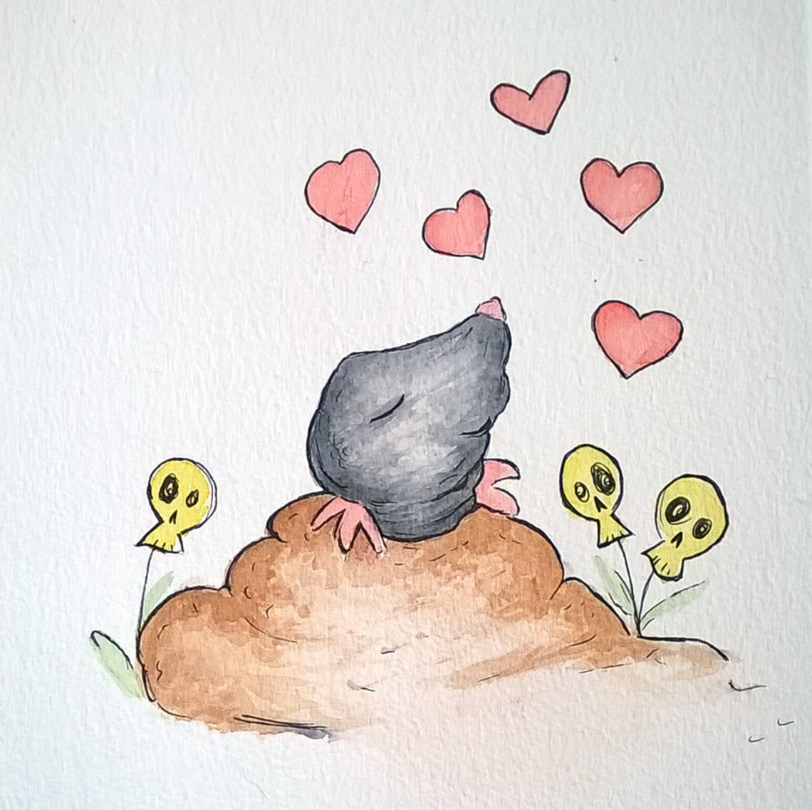 Quirky Mole Original Painting, Mole Nursery Wall Art, Original ...