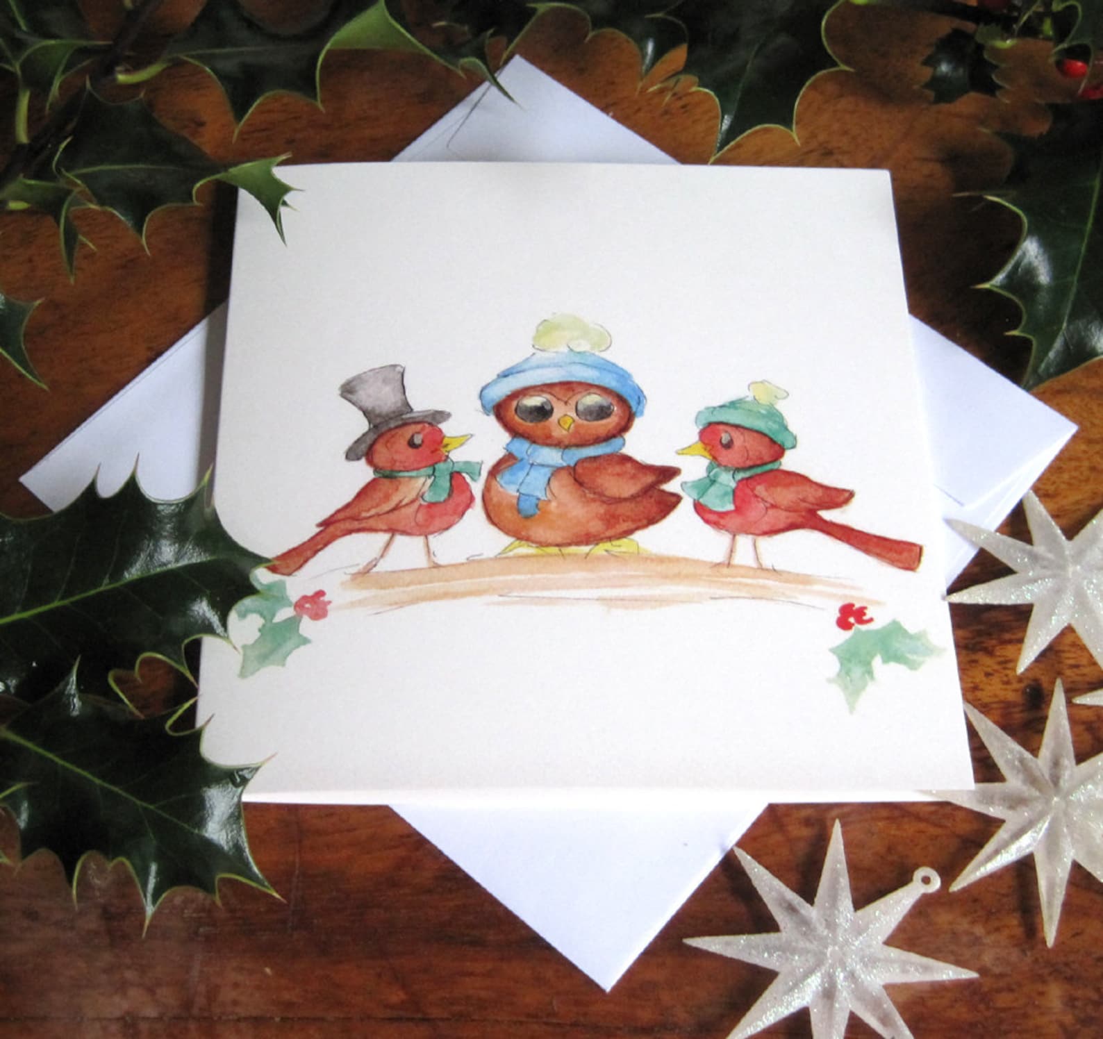 Pack of 4 Beautiful Christmas Cards, Cute Cards, Illustrated Greetings ...