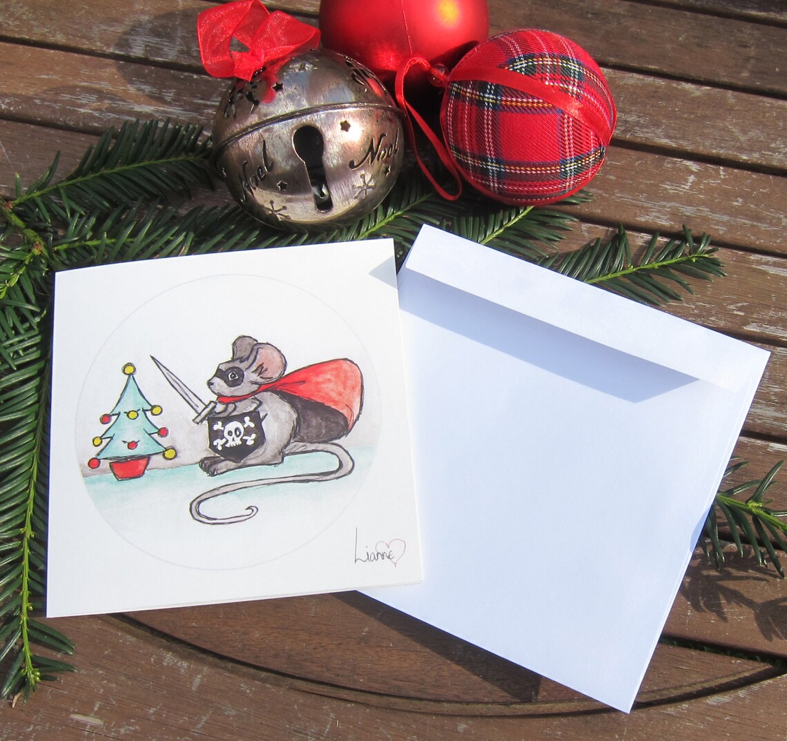 Christmas Cards Set of 4, Cute Animal Christmas Cards, Festive ...
