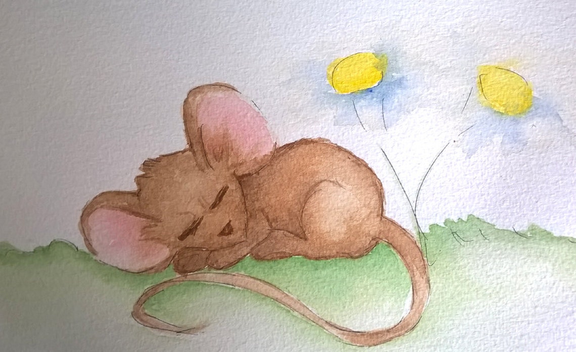 Cute Mouse Original Watercolour Painting, Nursery Room Art, Woodland ...